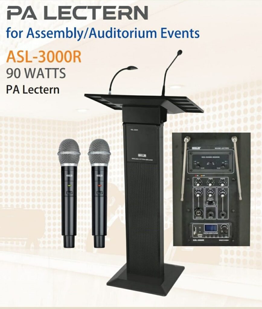 Ahuja ASL-3000R PA Lectern System with Inbuilt Speaker and Cordless Mic ...