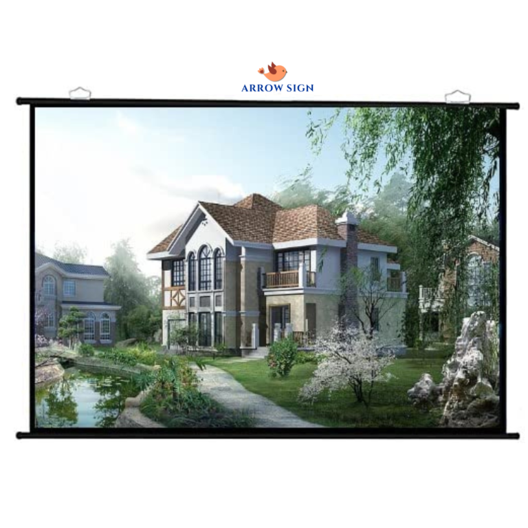 ARROW SIGN Series Map/Calendar Type Projector Screen – 84 Inch Diagonal ...